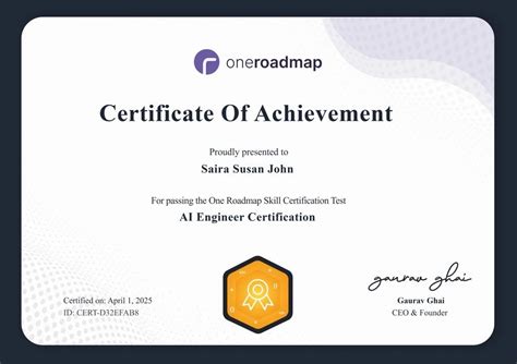 aiengineer artificialintelligence oneroadmap lifelonglearning achievementunlocked saira
