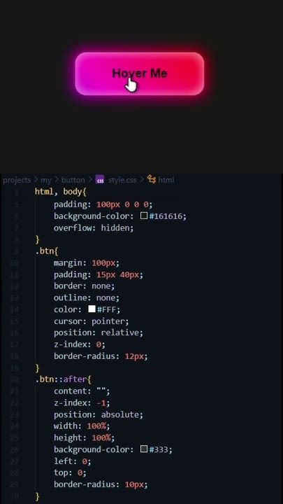Button With Hover Effect Using Html Css Vscode New Shorts Trending Viralshorts Youtube