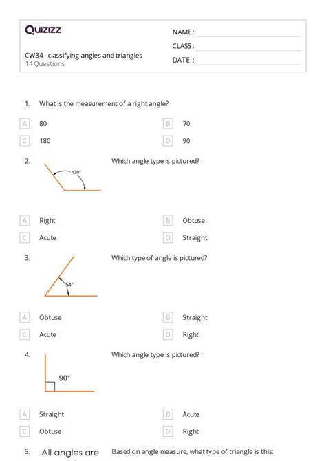 50 Classifying Angles Worksheets For 5th Year On Quizizz Free