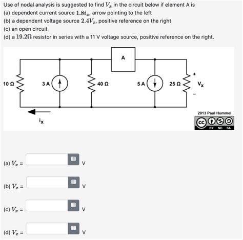Solved Use Of Nodal Analysis Is Suggested To Find Vx In The