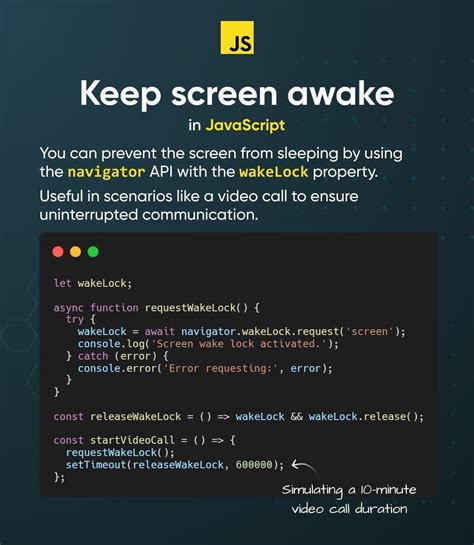 Gautam Prajapat On Linkedin Keep Screen Awake In Javascript You Can