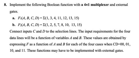 Solved 8 Implement The Following Boolean Function With A