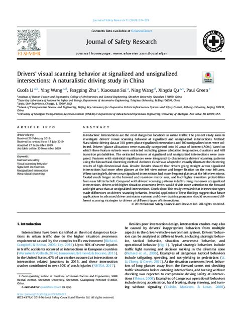 Pdf Drivers Visual Scanning Behavior At Signalized And Unsignalized