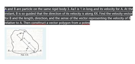 Solved A And B Are Particle On The Same Rigid Body Aa Is Chegg