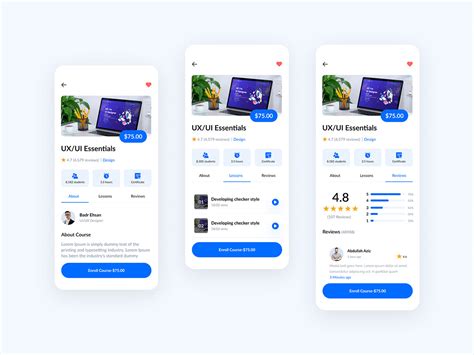 e course e learning mobile app ui ux design behance