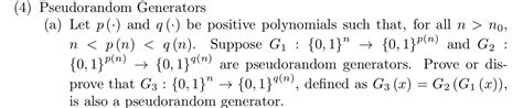 solved 4 pseudorandom generators a let p and q be
