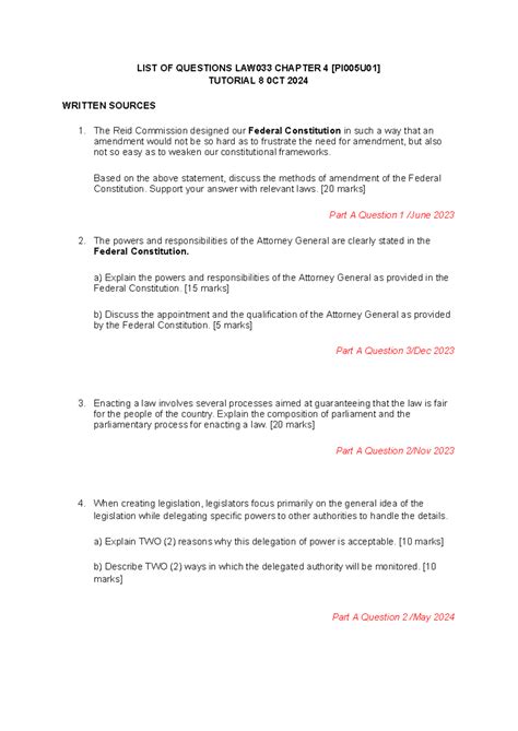 033 Chapter 4 Tutorial List Of Questions Law033 Chapter 4 Pi005u01