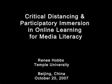 Critical Distance And Participatory Immersion Ppt