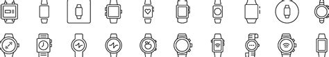 Clock And Watch Outline Web Line Icons Collection Editable Stroke