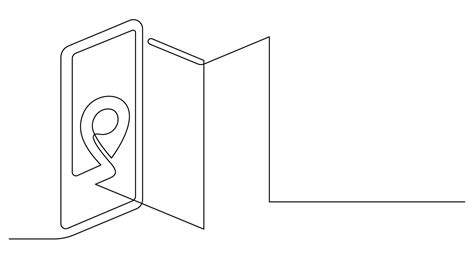 Smartphone Navigation System Map Fold Graphic One Line Vector Art At Vecteezy