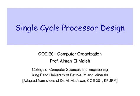 Ppt Single Cycle Processor Design Powerpoint Presentation Free