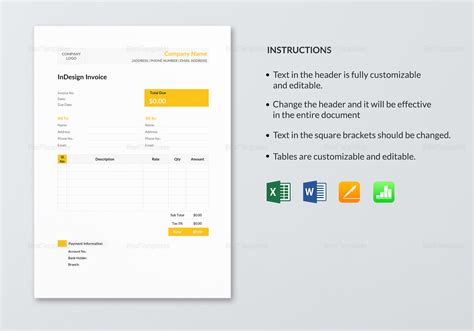 Indesign Invoice Template In Word Excel Apple Pages Numbers