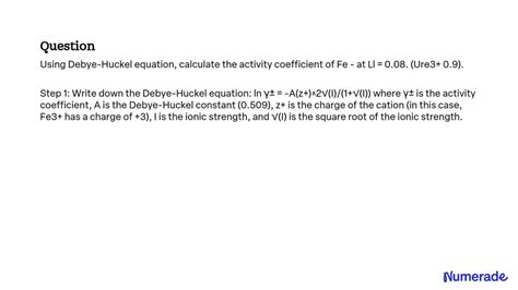Solved Using The Debye Huckel Equation Calculate The Activity