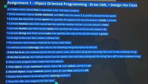 Solved Assignment 1 Object Oriented Programming Draw Uml