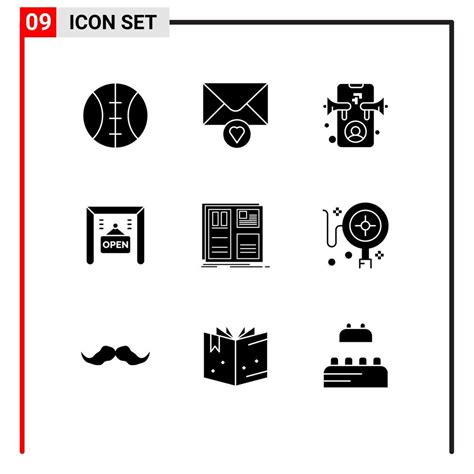 9 Thematic Vector Solid Glyphs And Editable Symbols Of Tracking Layout Online Interface Design