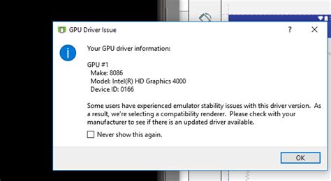 Virtual Machine Gpu Driver Issues Emulator Error Stack Overflow