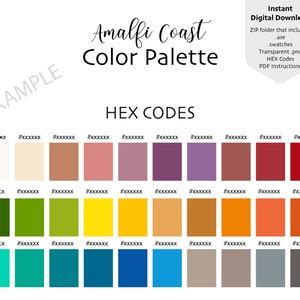 Amalfi Coast Inspired Procreate Adobe Digital Color Palette Instant