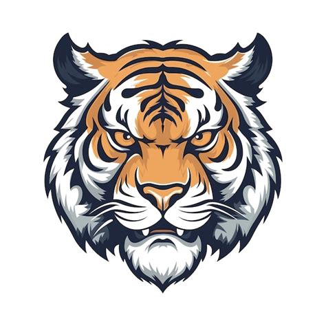 티셔츠에 인쇄하기 위한 호랑이 머리 마스코트 로고 디자인 그림 프리미엄 벡터