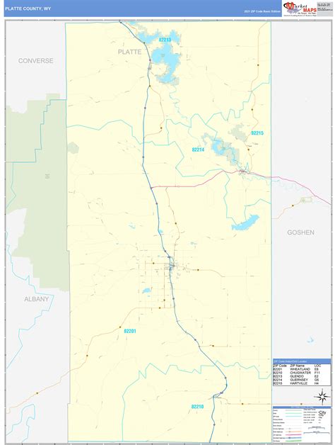 Platte County Wy Zip Code Wall Map Basic Style By Marketmaps Mapsales