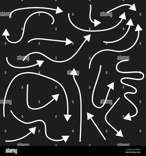 Curved White Arrows Directional Graphic Pattern Black Background