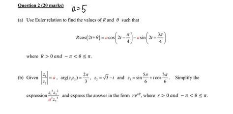 Solved Question Marks A A Use Euler Relation To Chegg