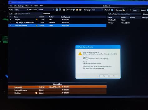 do anyone know how to fix my native camera mod r baldursgate3