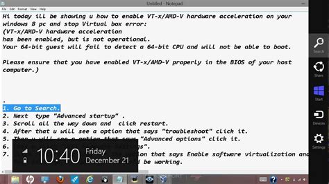 How To Enable Vt Xamd V On A Windows 8 Pc Hp Youtube