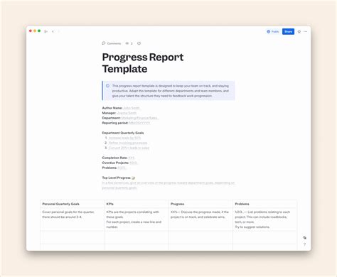 It Progress Report Template