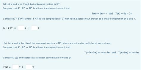 Solved A Let U And V Be Fixed But Unknown Vectors In Chegg Com
