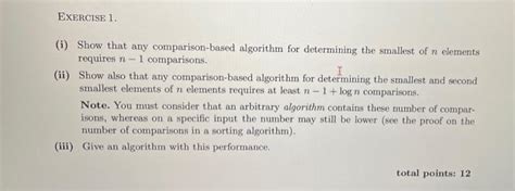 Solved Exercise 1 I Show That Any Comparison Based
