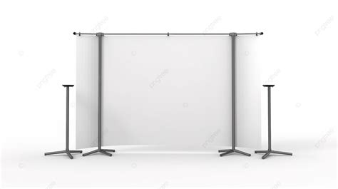 격리 된 흰색 배경 빈 전시 배너 스탠드와 무역 박람회 부스의 3d 렌더링 전시 부스 롤업 모형 전광판 배경 일러스트 및 사진 무료 다운로드 Pngtree
