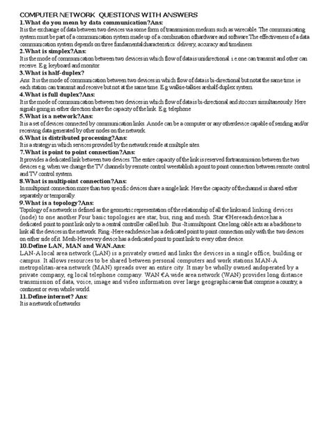 Computer Network Questions With Answers Pdf Network Topology