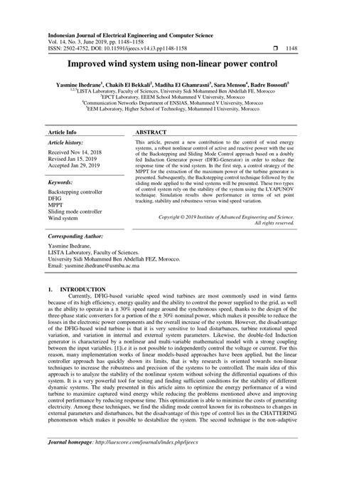 Pdf Improved Wind System Using Non Linear Power Control