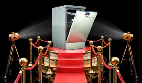 식기 세척기와 연단 검은 배경에 고립 된 3d 렌더링 구매에 대한 스톡 사진 및 기타 이미지 구매 식기세척기 3차원 형태