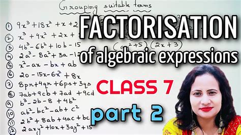 Factorisation Of Algebraic Expressions Class 7 Part 2 Youtube