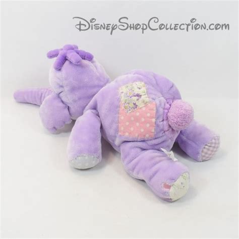 Copy Of Doudou Flat Elephant Lumpy Disneyland Paris Pink Purple Pom