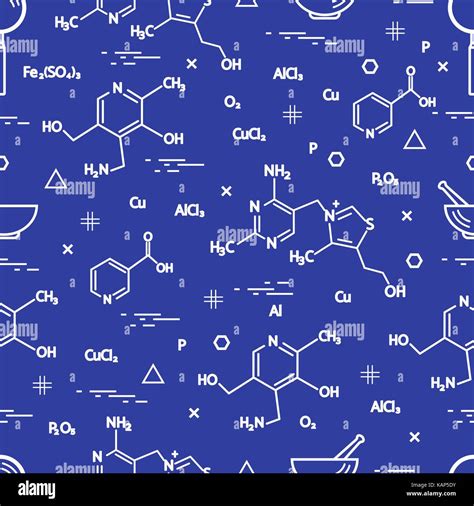 Seamless Pattern With Scientific Education Elements Molecular Structure Formula Pestle And