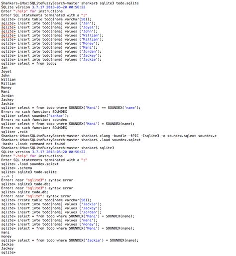 Database How To Enable Soundex In Ios Sqlite For A Searching Query