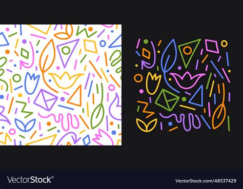 Abstract Doodle Shapes Seamless Pattern Hand Vector Image