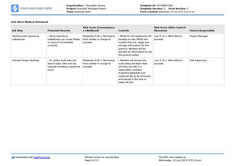 Safe Work Method Statement For Plumbing Editable Plumbing Swms