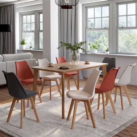 8 Chaises Scandinaves Mix Color Gris Terracotta Beige Sara Id