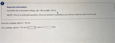 Solved Required Information Consider The Sinusoidal Voltage Chegg