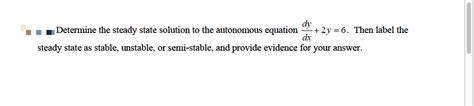 Solved Dy Determine The Steady State Solution To The Chegg Com