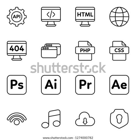 Programming Icons Pack Isolated Tree Symbols Stock Vector Royalty Free
