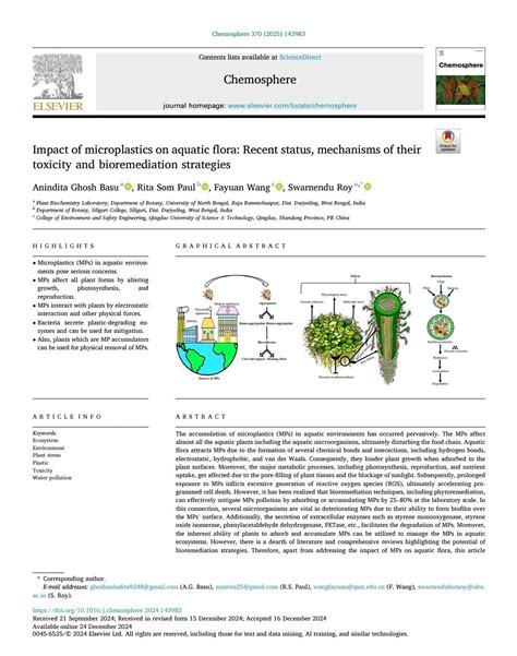 Chemosphere Is A Prestigious Peer Reviewed International Journal