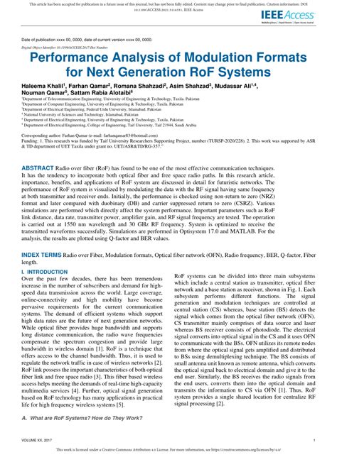 pdf performance analysis of modulation formats for next generation