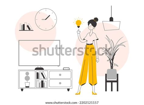 Girl Light Bulb Idea Concept Vector Stock Vector Royalty Free Shutterstock