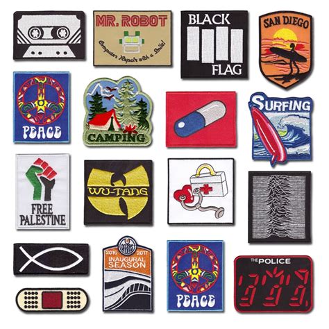 오디오 테이프 블랙 플래그 밴드 보조 배지 자수 패치 아플리케 의류 다림질 의류 바느질 용품 장식 배지패치 Aliexpress