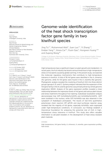 Pdf Genome Wide Identification Of The Heat Shock Transcription Factor