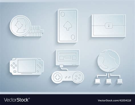Set Game Console With Joystick Chest For Game Vector Image